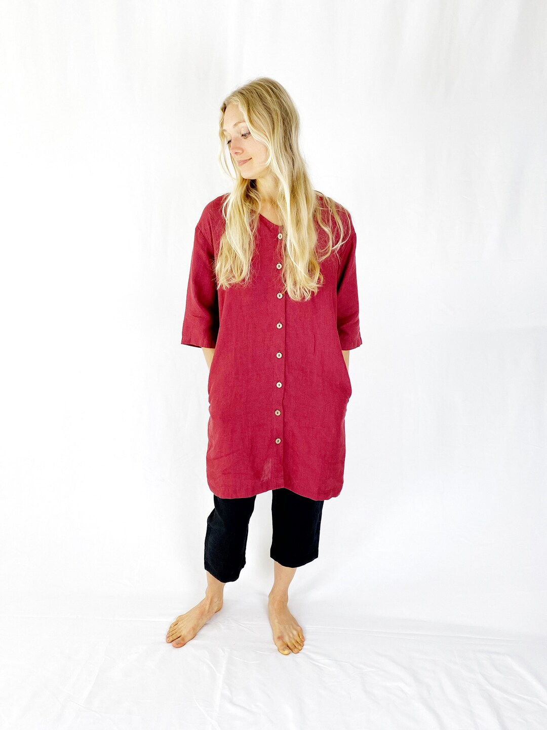 Linen Long Tunic, Linen Long Shirt, Linen Women Clothing, Linen Blouse ...