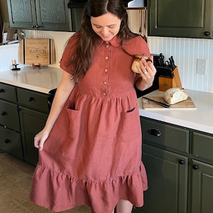 Mama Dress, PISMO, Linen Dress With Pockets, Midcalf Dress With Belt ...