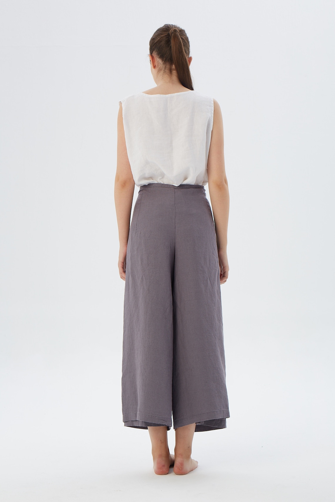 Wide Leg Wrap Around Linen Pants TEXAS / Overlapping Waist - Etsy