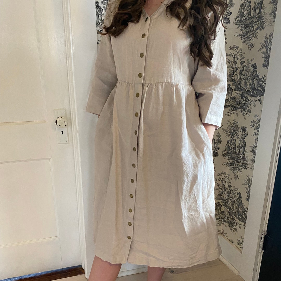Linen Dress With Front Buttons, GLENDALE / Linen Dress in Different ...