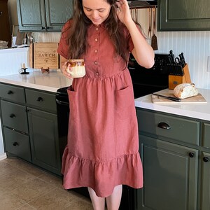 Mama Dress, PISMO, Linen Dress With Pockets, Midcalf Dress With Belt ...