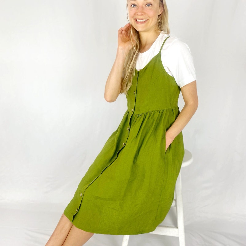 Linen Button Front Dress - Etsy