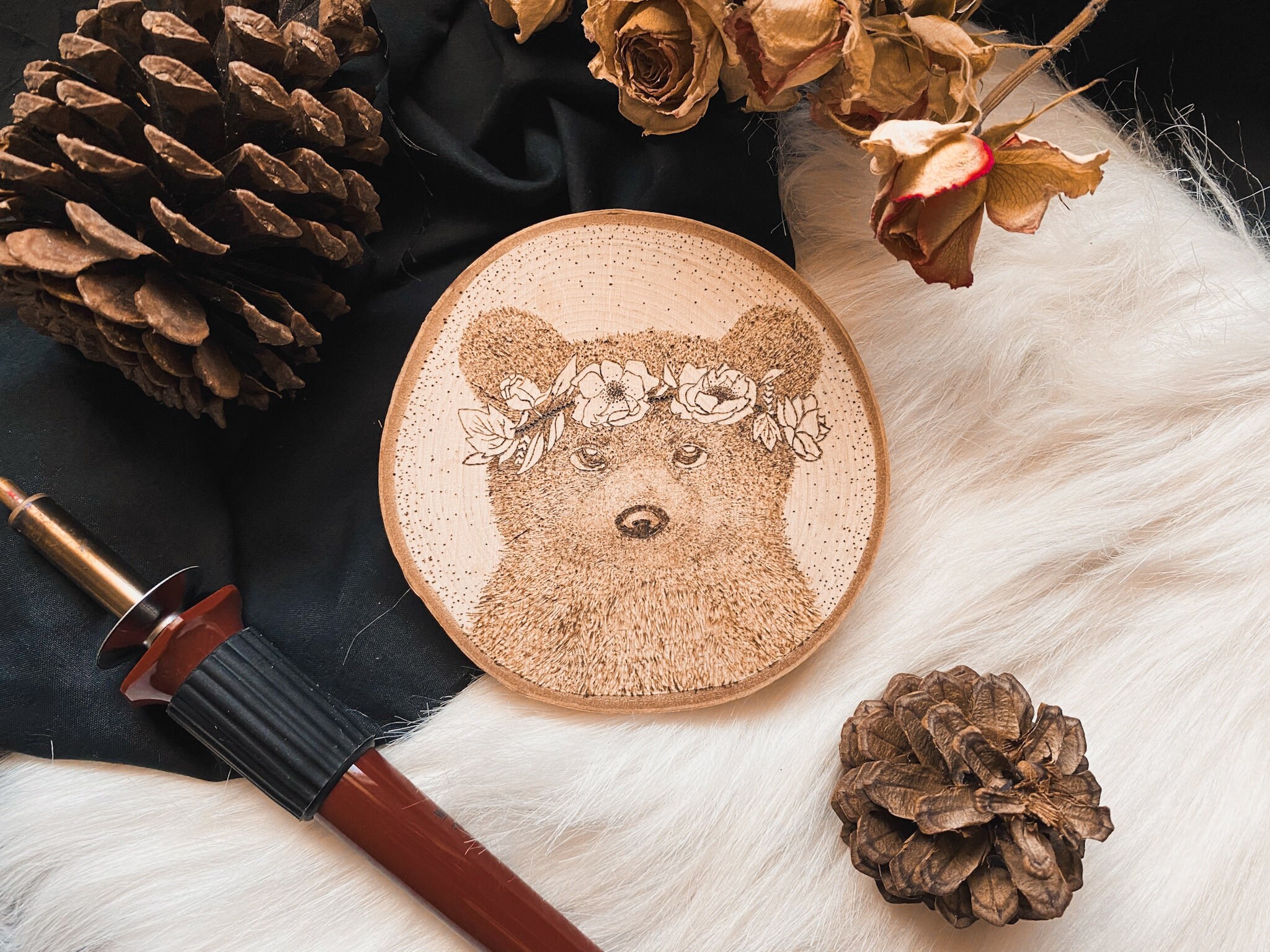 BEAR Wood Burning Pyrography Cottagecore Decor Pagan - Etsy