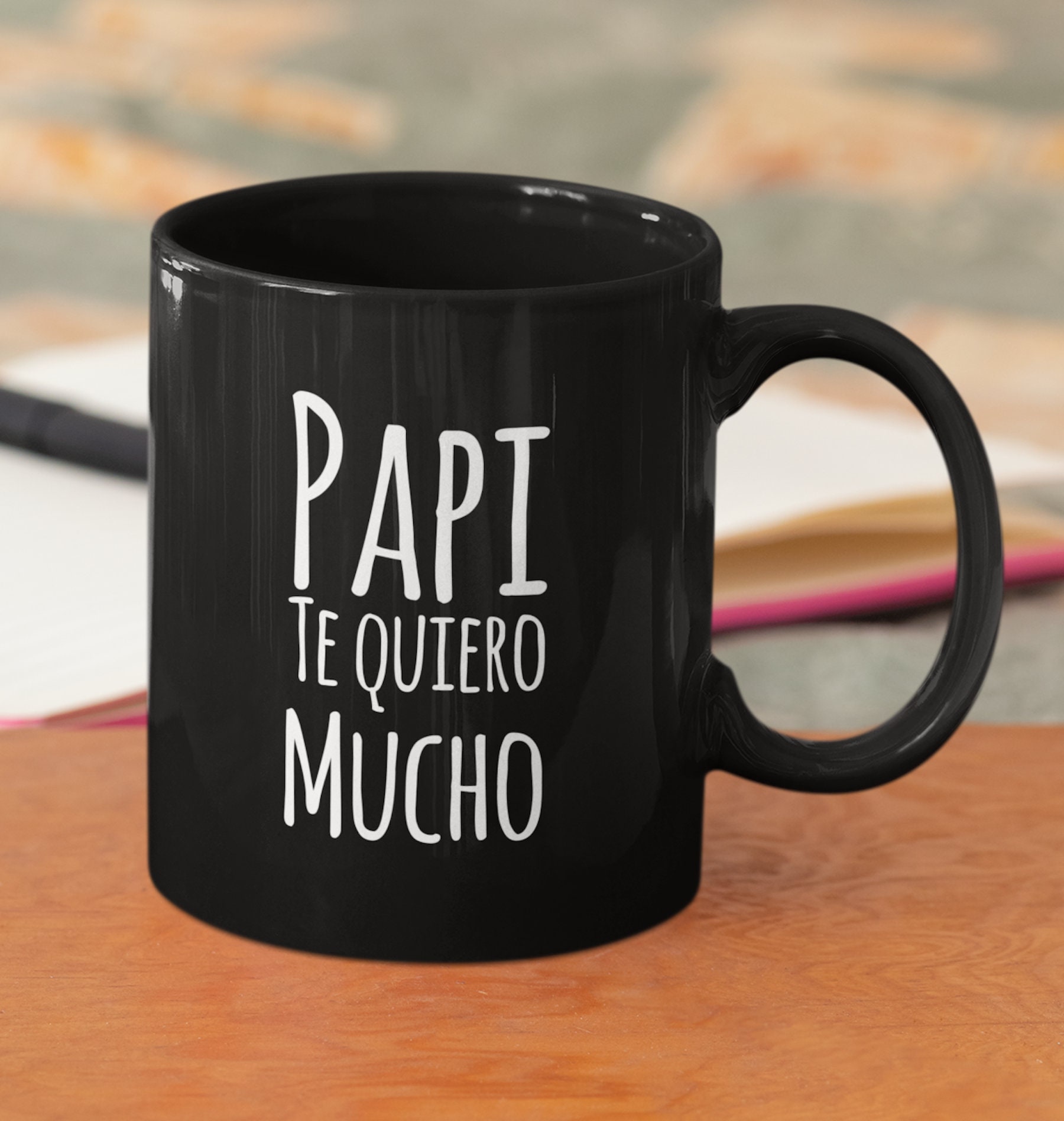 Regalo Para Papa Papi Te Quiero Mucho Taza De Cafe Black | Etsy