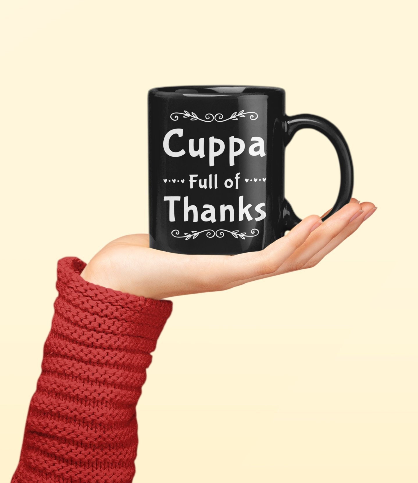 Thank You Gift - Cuppa Full of Thanks Coffee Mug - Black Ceramic Tea ...