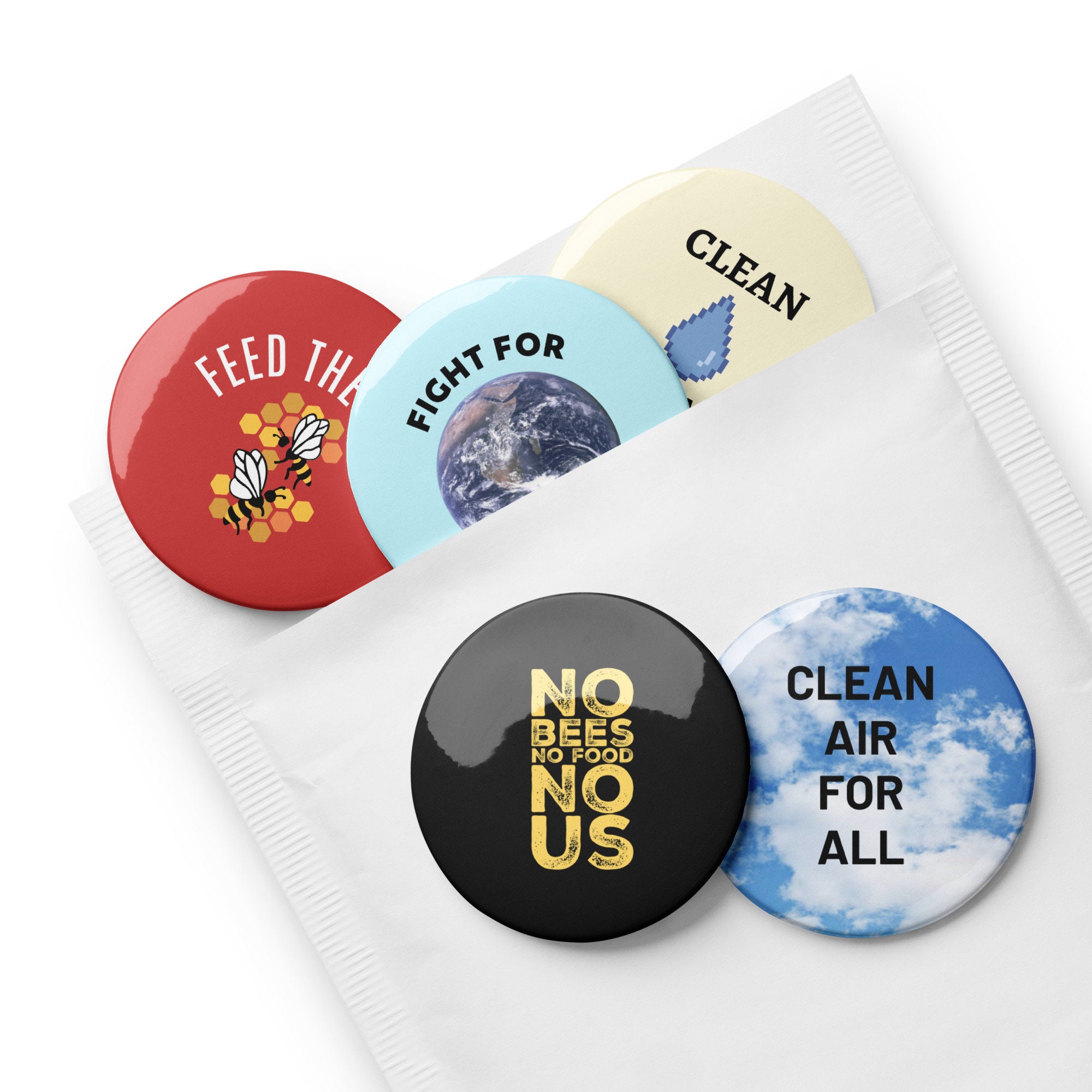 Environmentalist Gift - Set of 5 Environmental Pin Buttons - Etsy