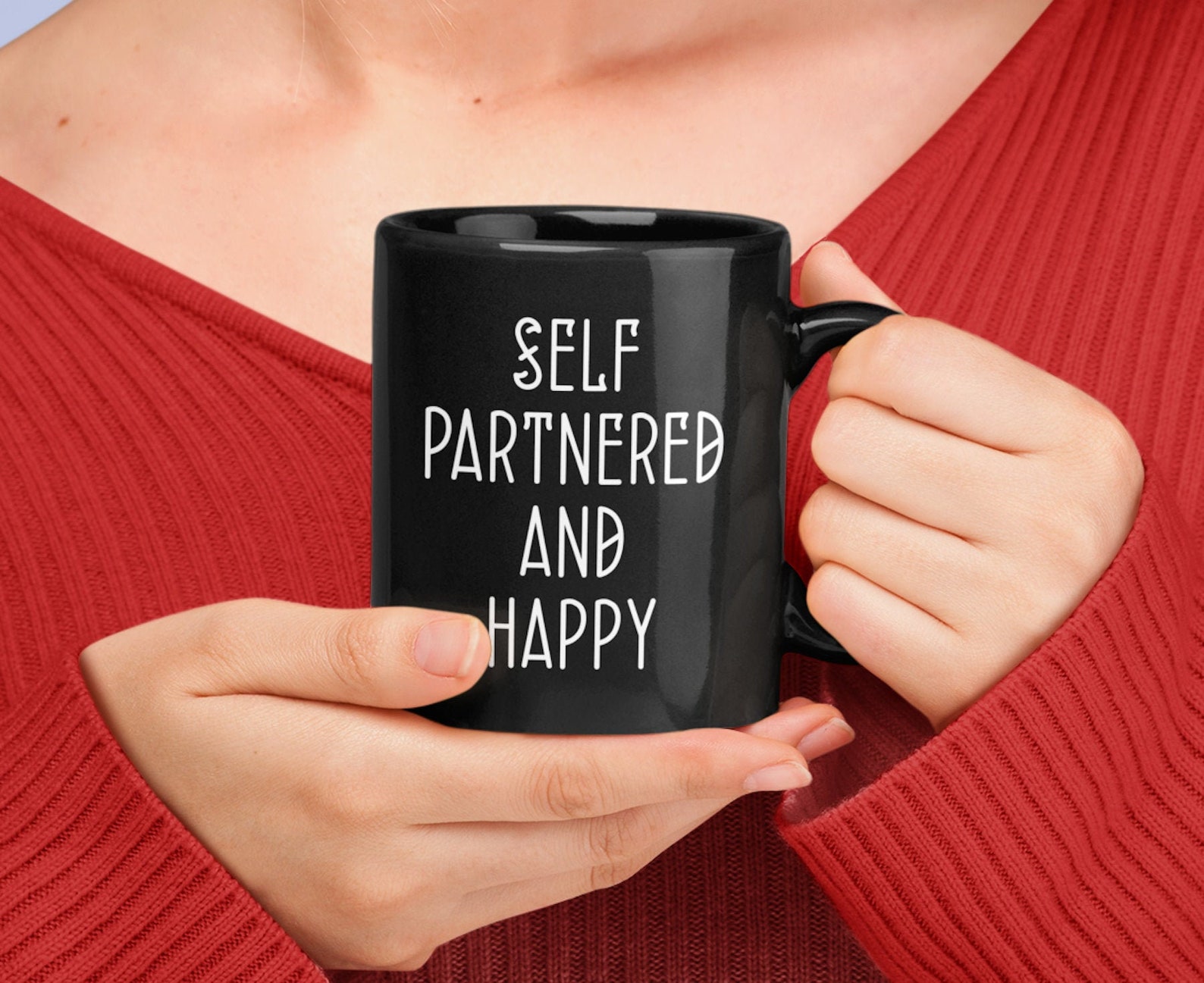 Self Partnered and Happy Black Coffee Mug - Singles Day Gift - Etsy