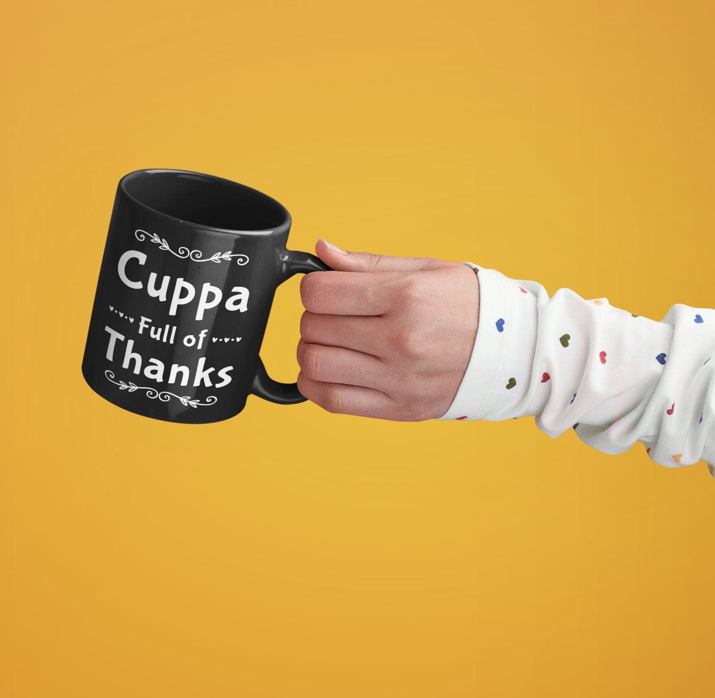 Thank You Gift - Cuppa Full of Thanks Coffee Mug - Black Ceramic Tea ...