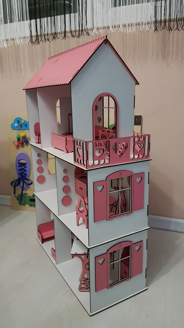 Doll House With Furniture Laser Cut Files - Etsy