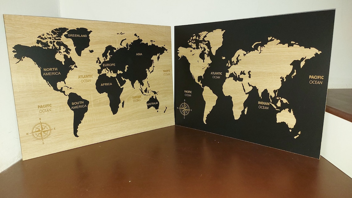 World Map Laser Cut Files - Etsy Canada