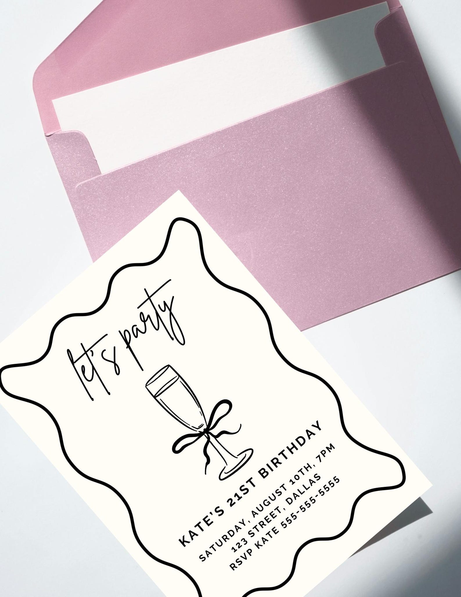 Minimalist 21st Birthday Invitation Template - Editable Digital Party ...
