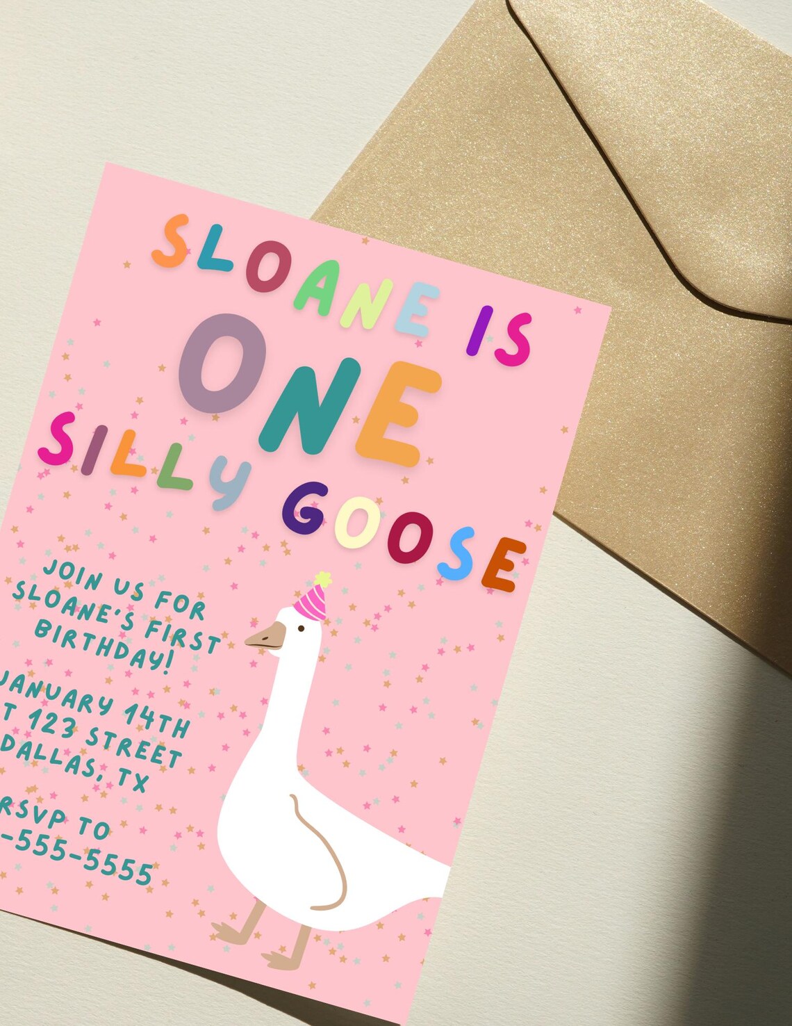 One Silly Goose Birthday Invitation | Editable 1st Birthday Party ...