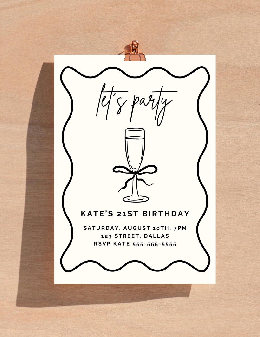 Minimalist 21st Birthday Invitation Template - Editable Digital Party ...