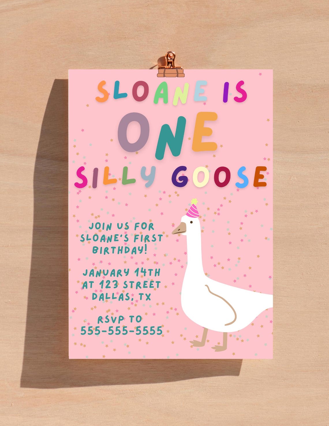 One Silly Goose Birthday Invitation | Editable 1st Birthday Party ...