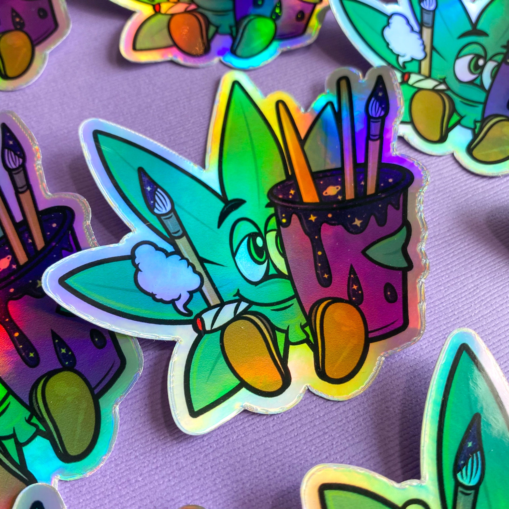 Weed Leaf Sticker Holographic High Artist Gifts for - Etsy