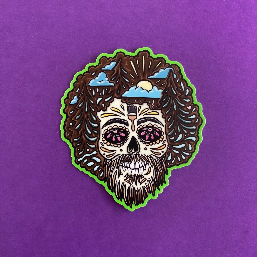 Bob Ross Sticker | Artist Decal | Day of the Dead Sticker | Día De Los ...