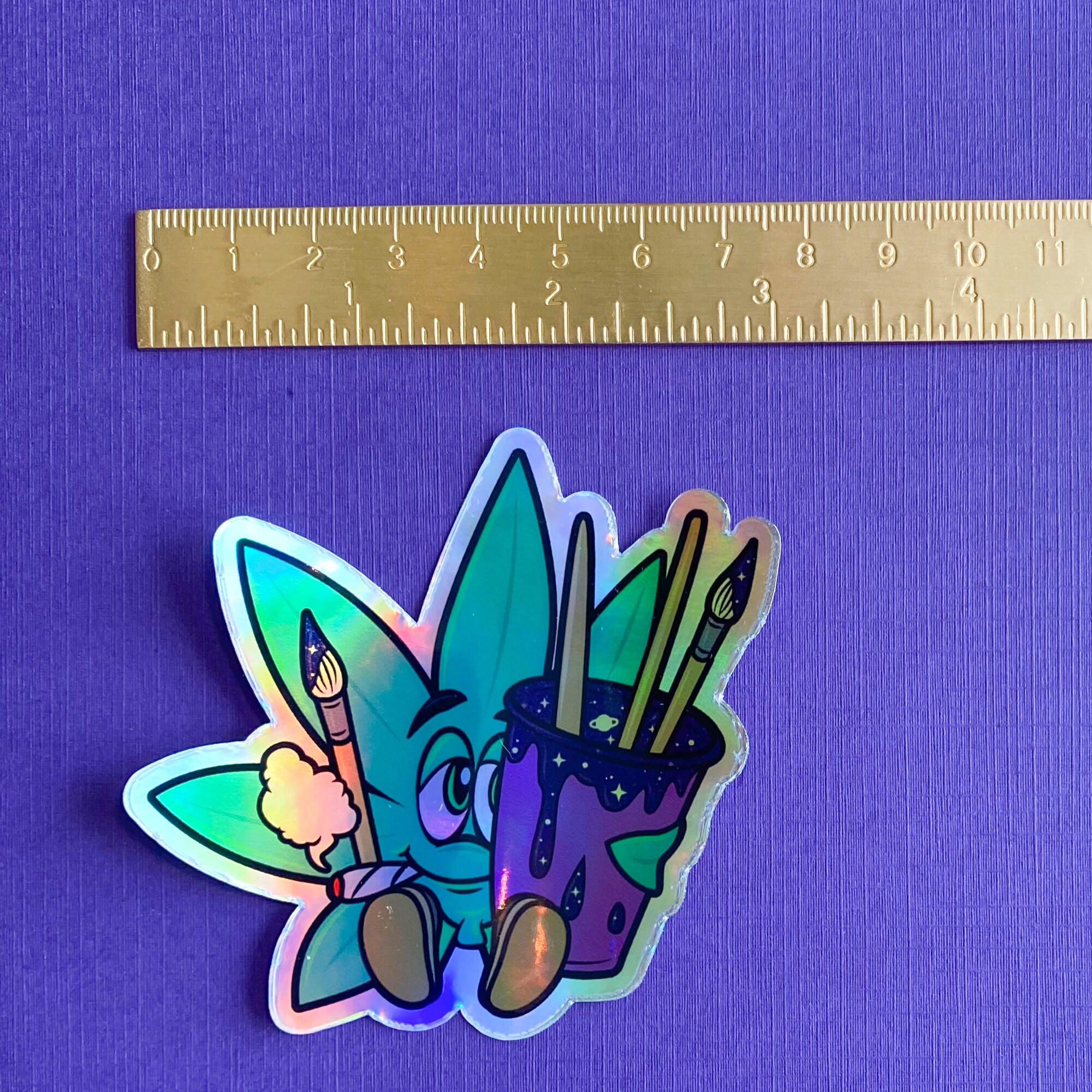 Weed Leaf Sticker Holographic High Artist Gifts for - Etsy