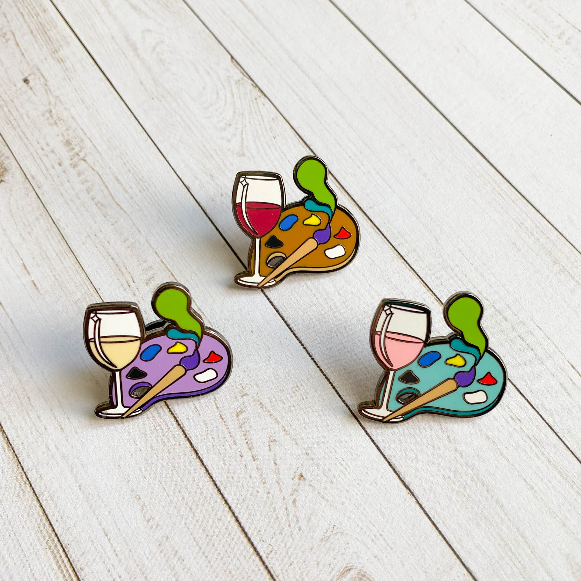 Wine and Paint Enamel Pin Paint and Sip Accessory Gift | Etsy