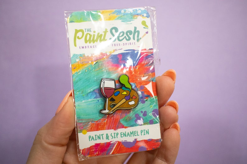 Wine and Paint Enamel Pin Paint and Sip Accessory Gift | Etsy