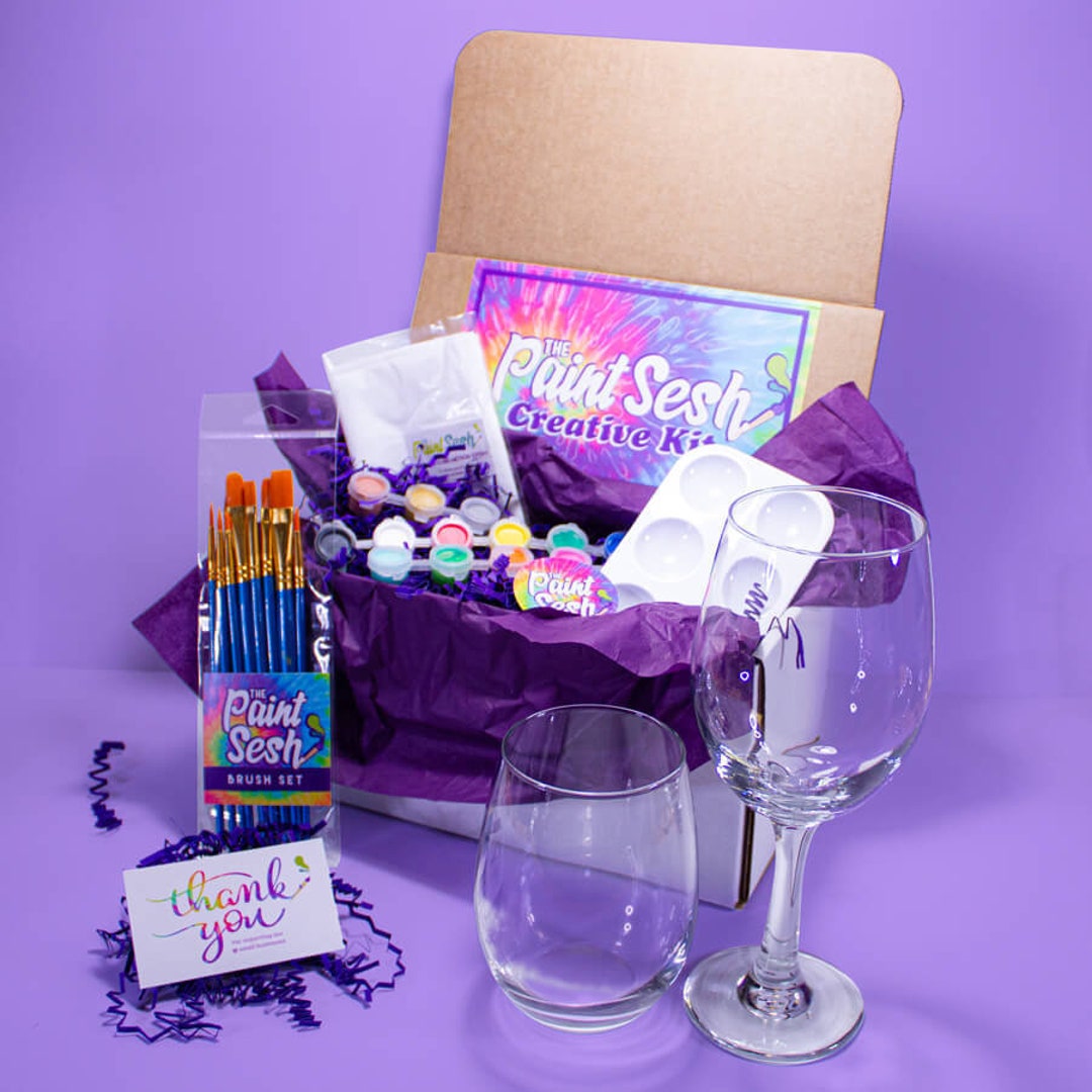 The Paint and Sip Kit - Paint Your Own Wine Glasses | Gift for Artists ...