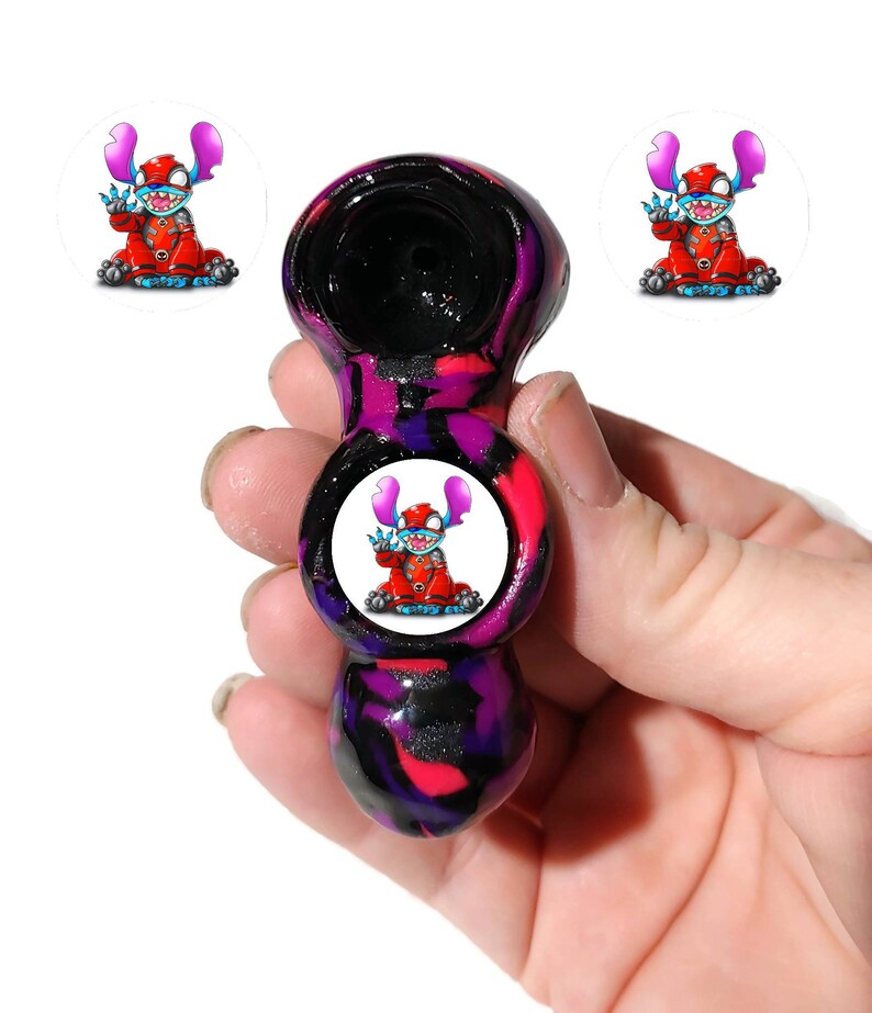 Custom Stitch as Deadpool Glass Smoking Pipe Girly Pipes - Etsy