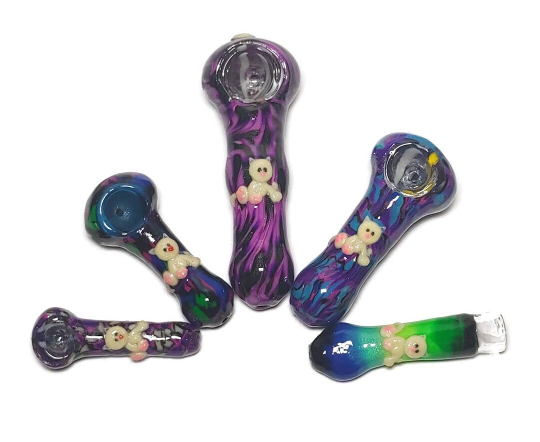 Custom Cute Kitten Glass Smoking Pipe, Girly Pipes, Unique, Glass ...