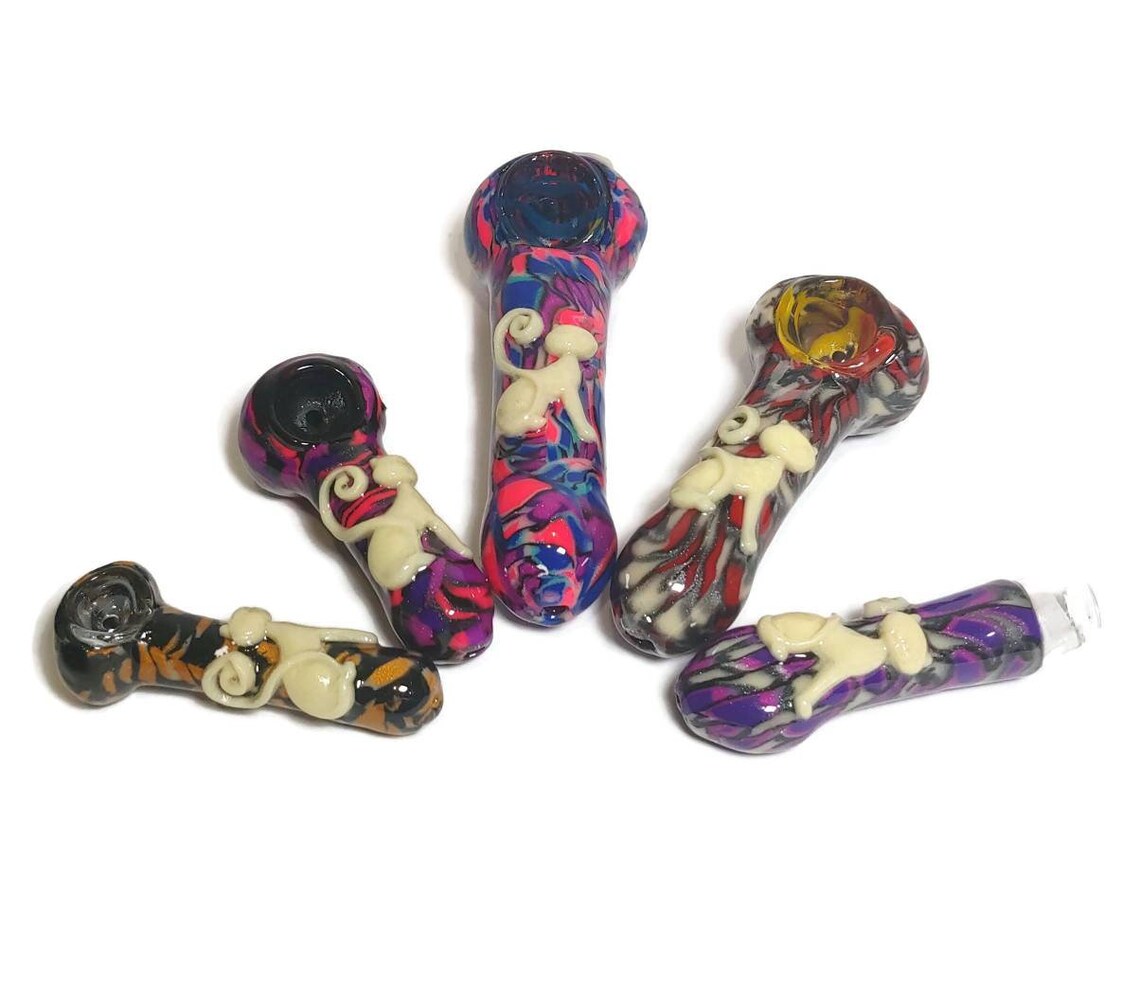 Custom Elegant Cat Glass Smoking Pipe Girly Pipes Unique | Etsy