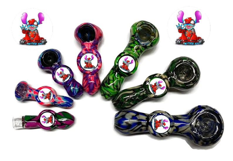 Custom Stitch as Deadpool Glass Smoking Pipe Girly Pipes - Etsy
