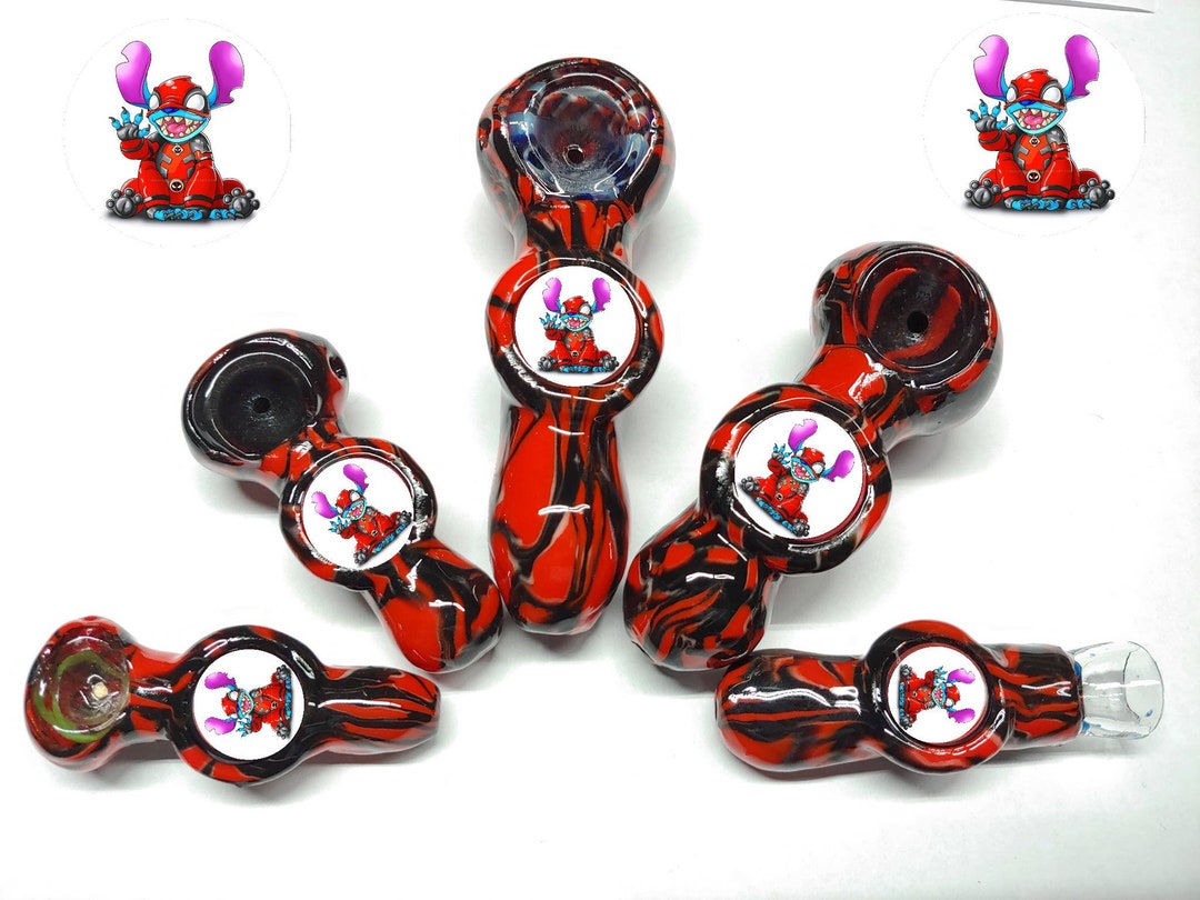 Custom Stitch as Deadpool, Glass Smoking Pipe, Girly Pipes, Unique ...