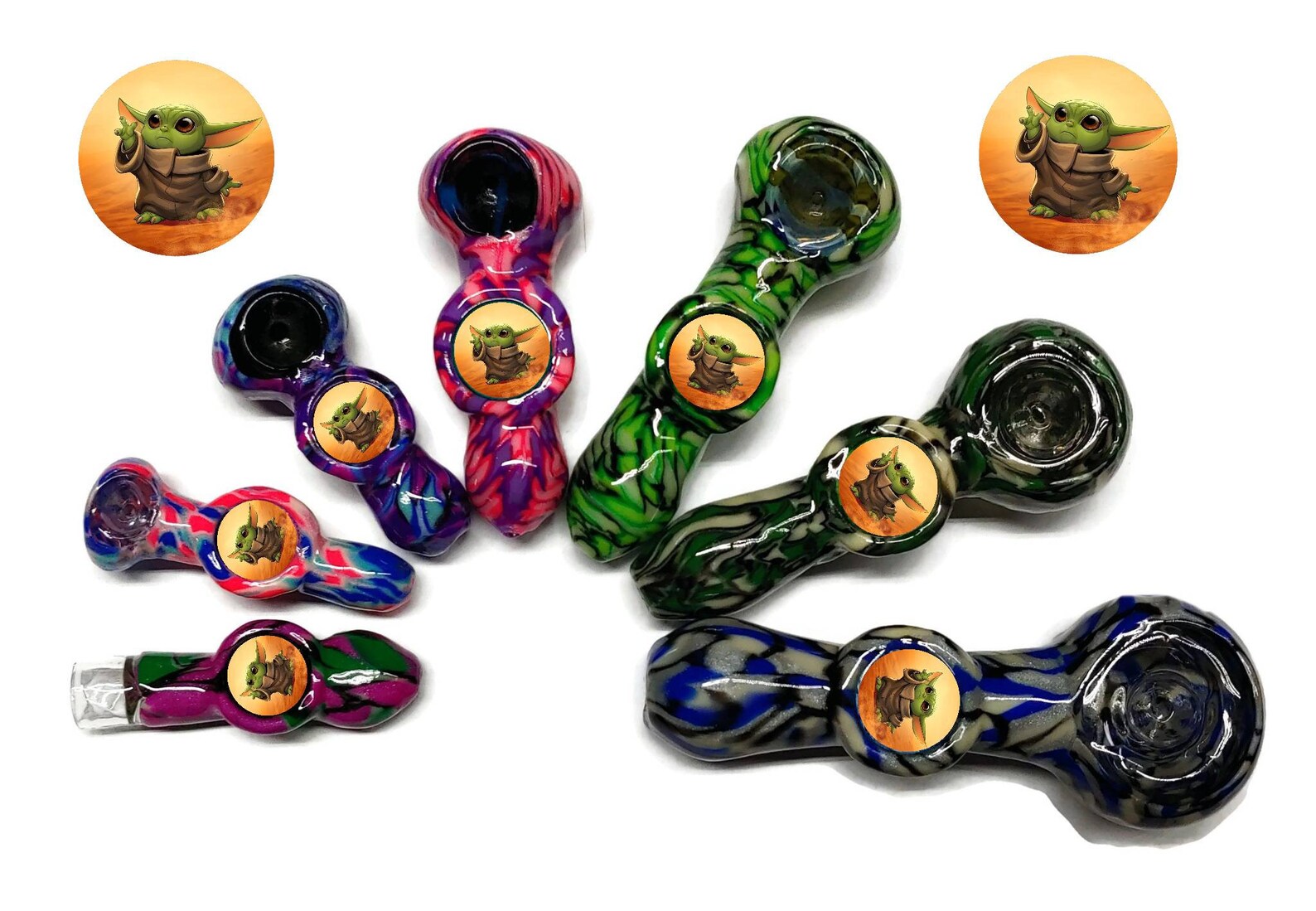 Custom Baby Yoda Comic Glass Smoking Pipe Girly Pipes - Etsy