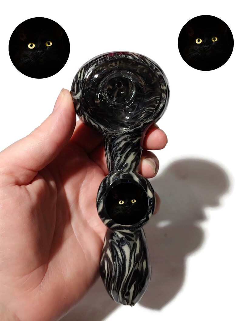 Custom Black Cat Face Glass Smoking Pipe Girly Pipes Unique - Etsy