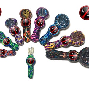 Custom Deadpool Glass Smoking Pipe, Girly Pipes, Unique, Glass Smoking ...