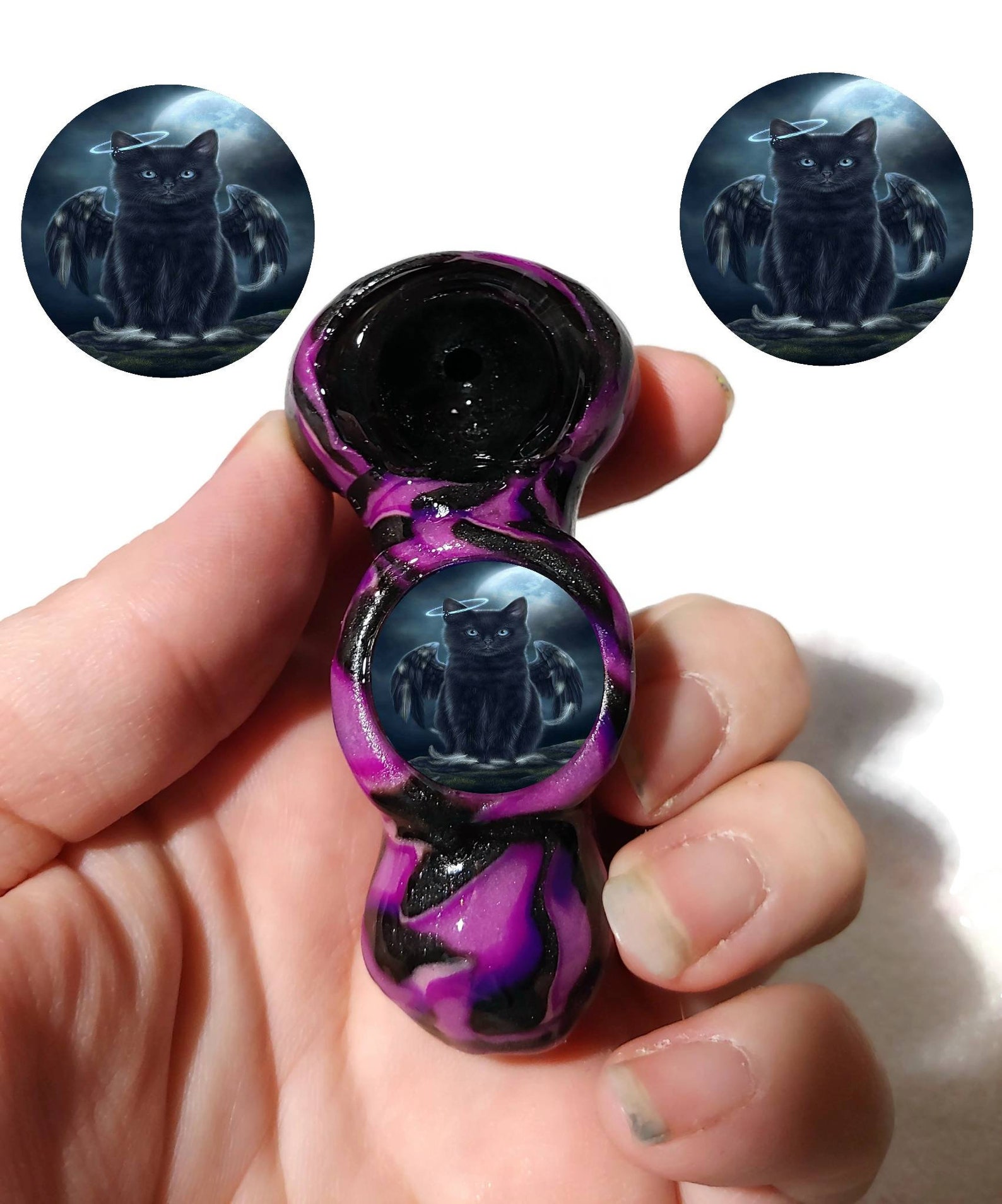 Custom Angel Kitten Glass Smoking Pipe Girly Pipes Unique | Etsy