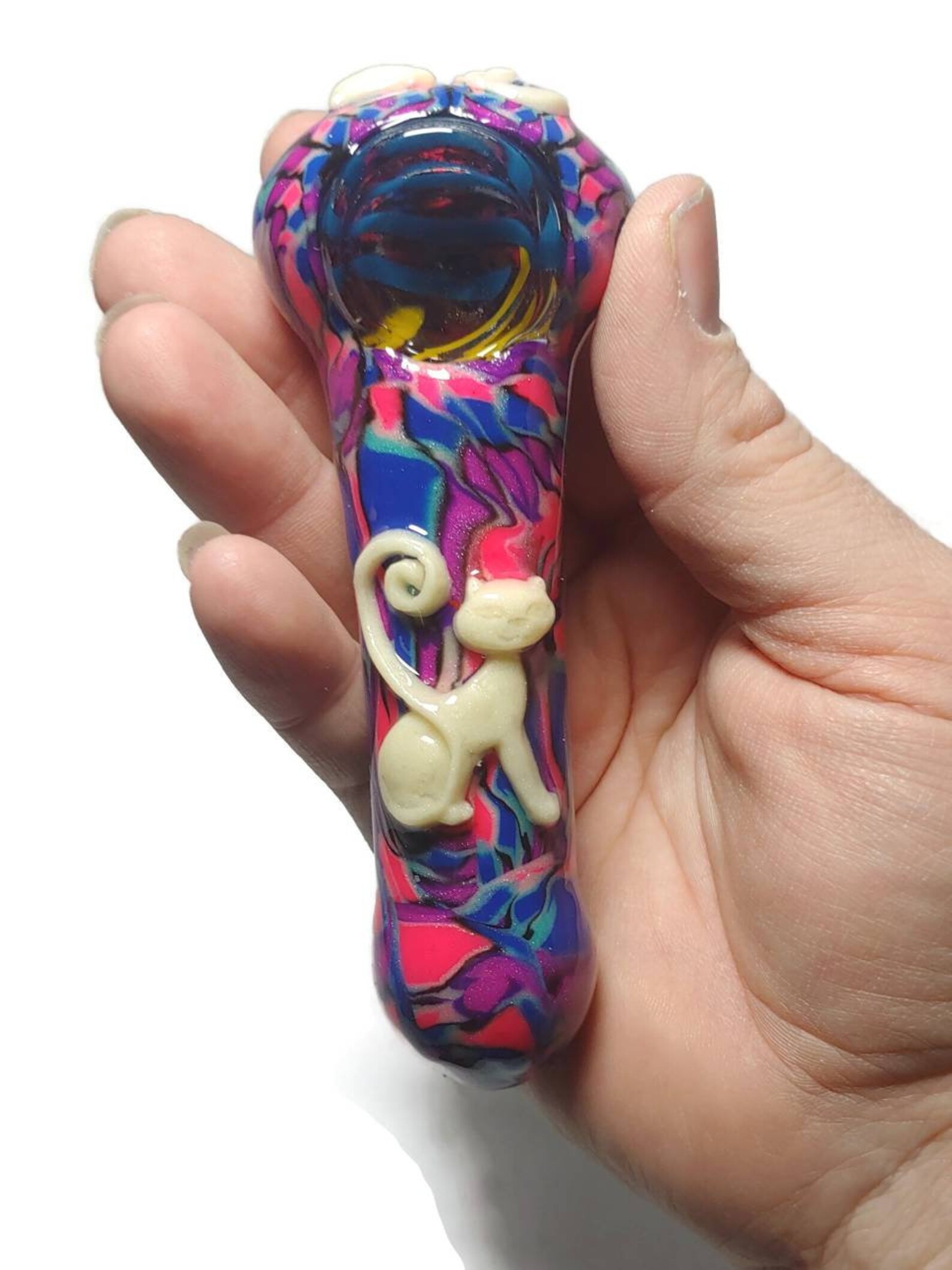 Custom Elegant Cat Glass Smoking Pipe Girly Pipes Unique | Etsy