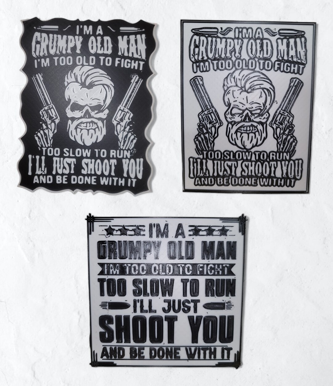 I'm a Grumpy Old Man to Old to Fight Funny Gun Sign, Man Cave Decor ...