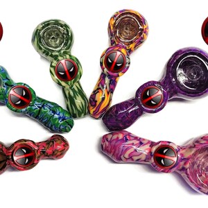 Custom Deadpool Glass Smoking Pipe, Girly Pipes, Unique, Glass Smoking ...