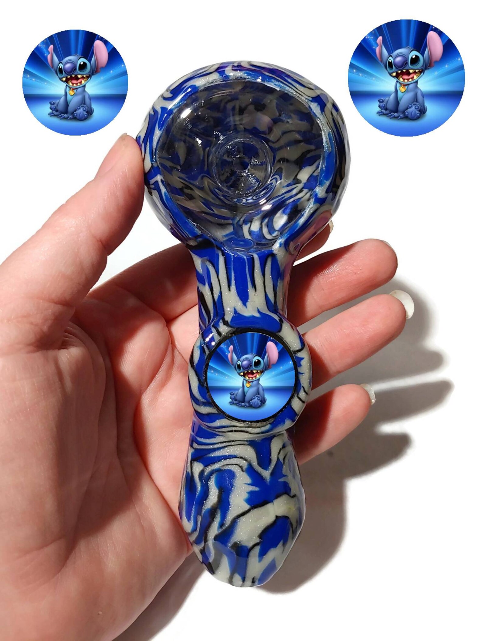 Custom Amazing Stitch Glass Smoking Pipe Girly Pipes | Etsy