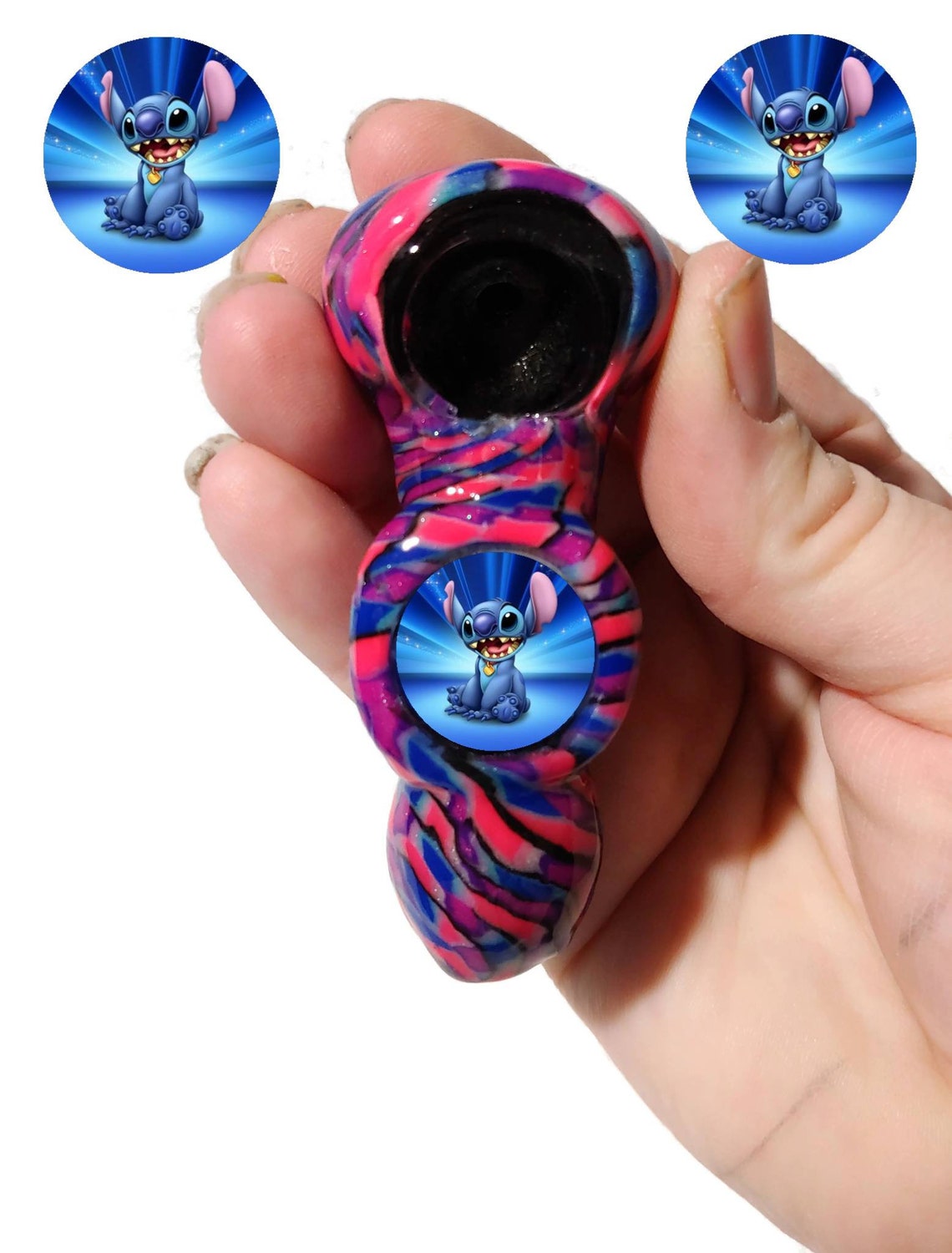 Custom Amazing Stitch Glass Smoking Pipe Girly Pipes - Etsy UK