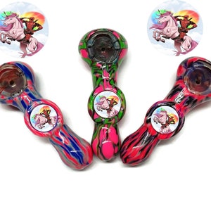 Custom Deadpool Riding a Unicorn Glass Smoking Pipe, Girly Pipes ...