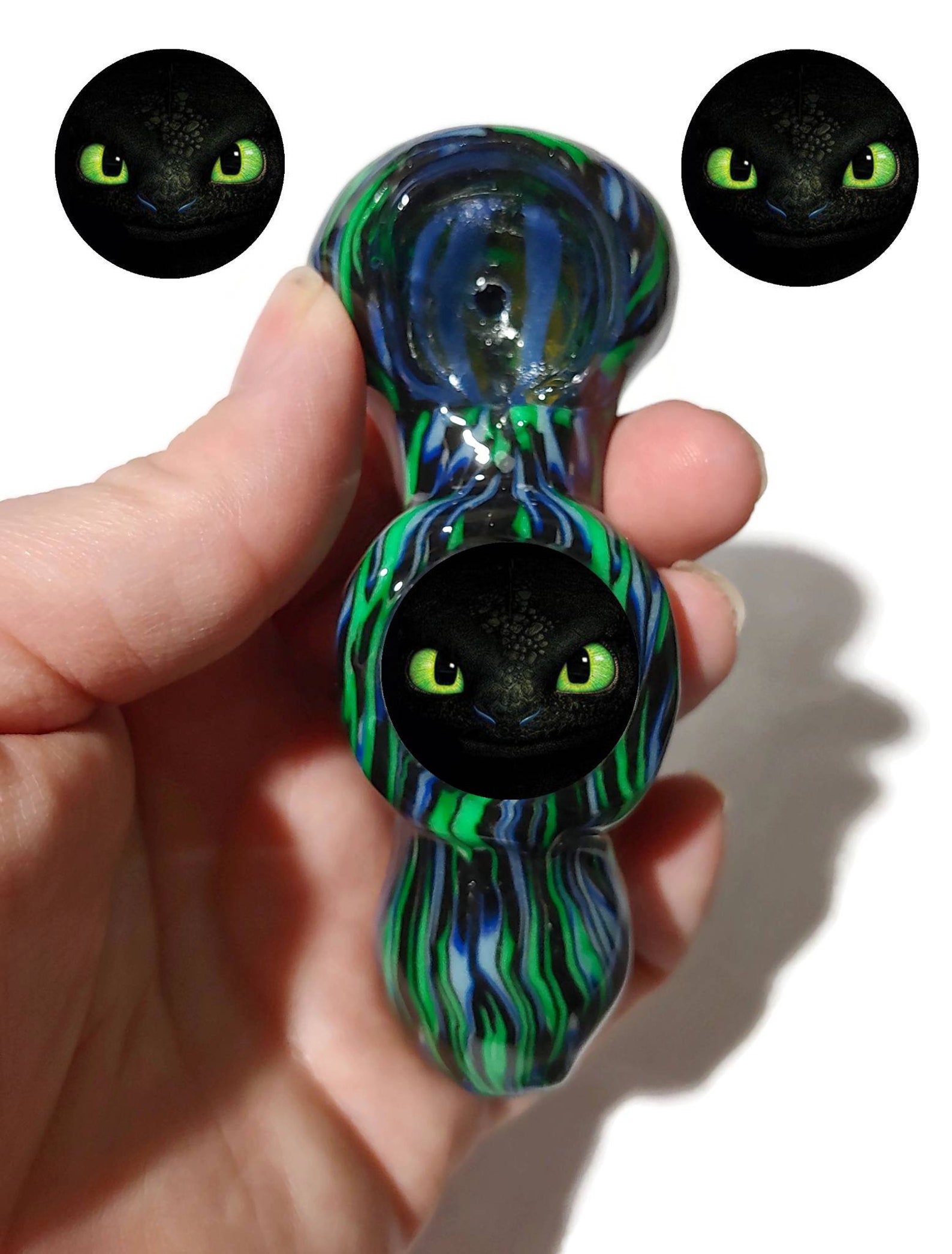 Custom Toothless Dragon eye Glass smoking pipe girly pipes | Etsy