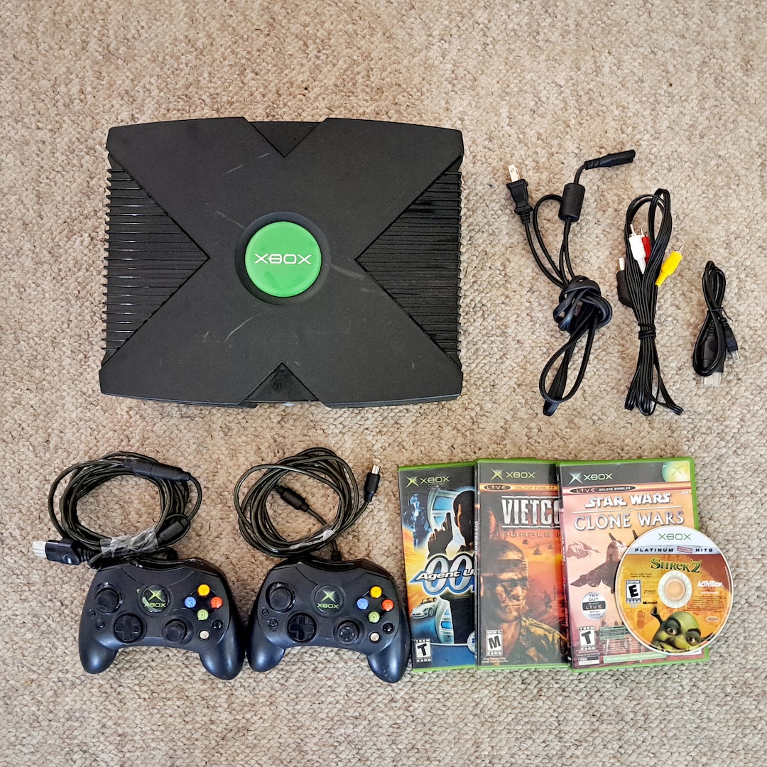 Microsoft XBOX: OG Console, 2 Controllers, Cables, and 4 Games tested ...