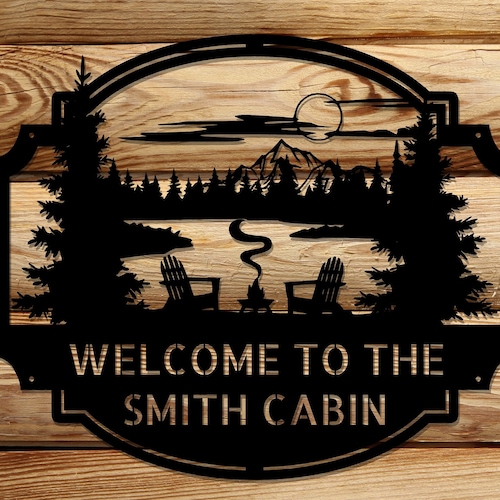 Personalized Bear Metal Cabin Sign Outdoor Custom Family Name - Etsy