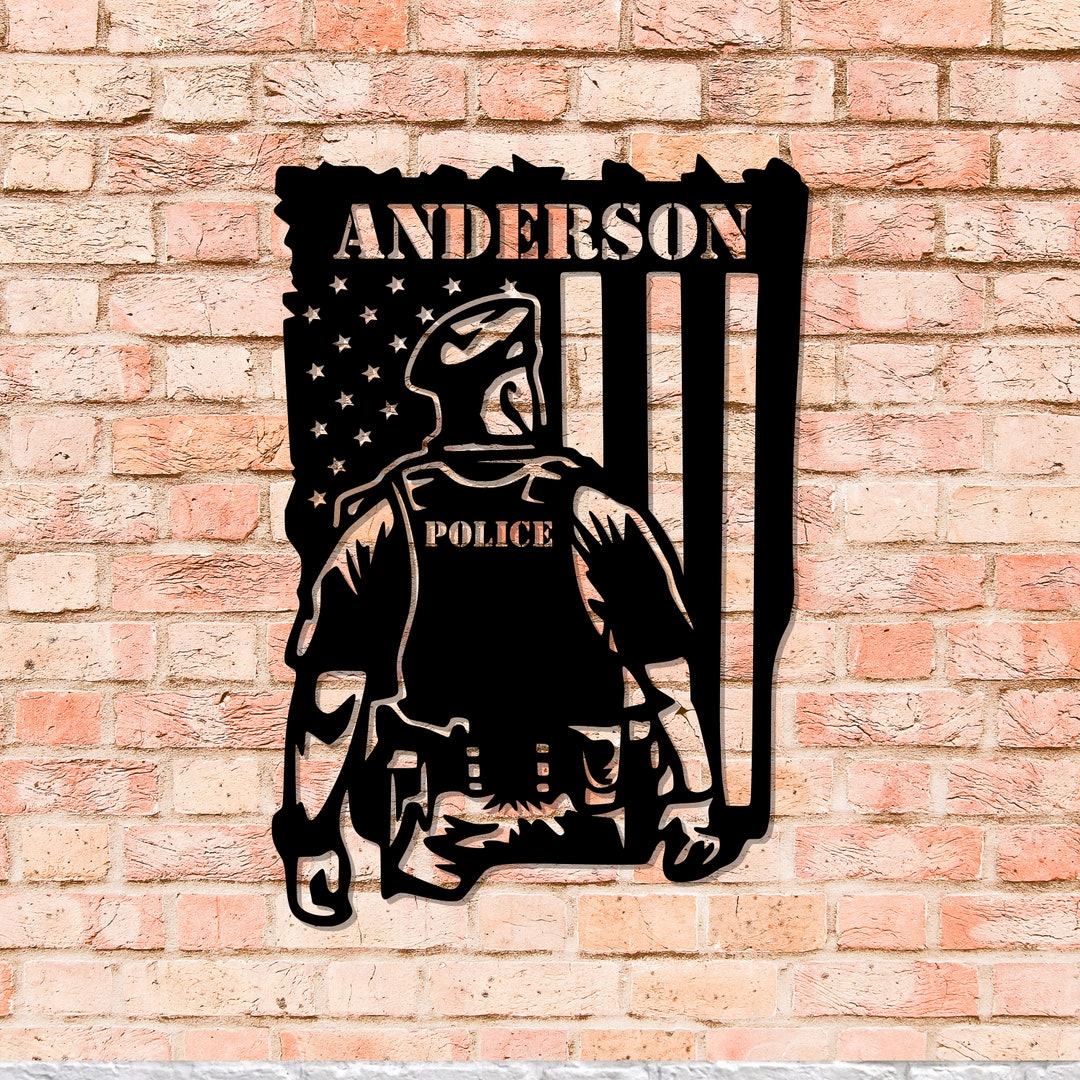 Personalized Police Sign for Home, Metal Wall Art, Police Officer Gifts ...