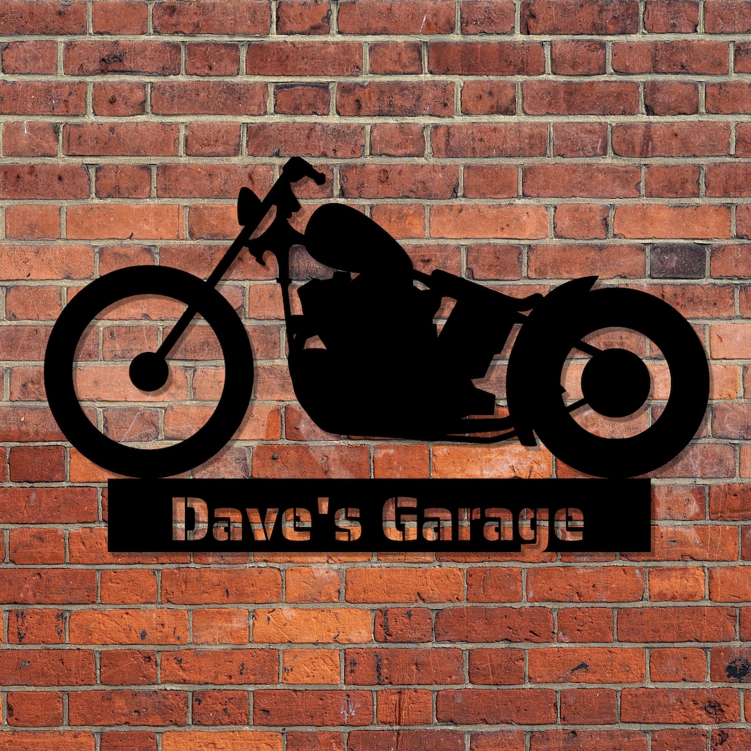 Custom Motorcycle Metal Wall Art, Personalized Motorcycle Garage Name ...