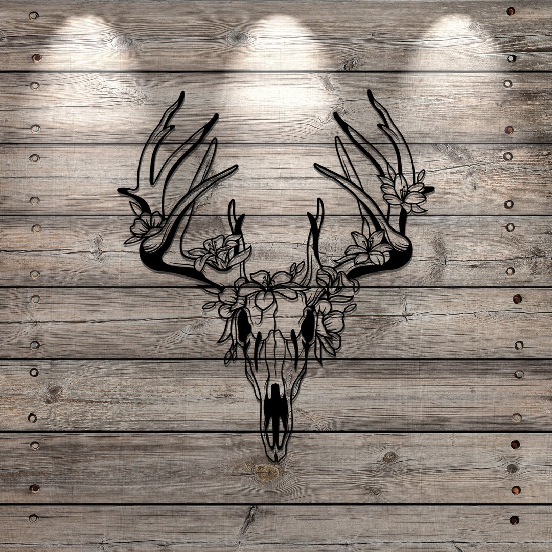 Metal Deer Wall Art, Geometric Deer Head With Antlers Metal Wall Art ...