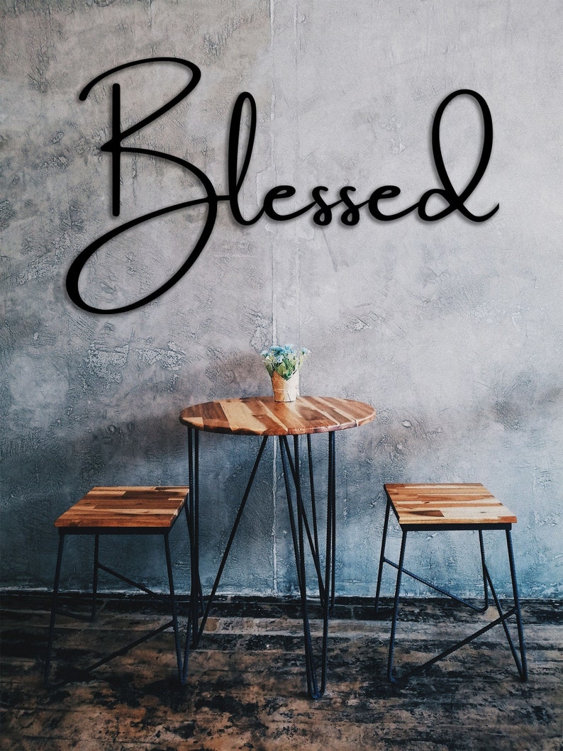 Blessed Metal Wall Art in Script - Etsy