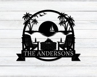 Personalized Tropical Patio or Pool Sign, Custom Tropical Sign - Etsy