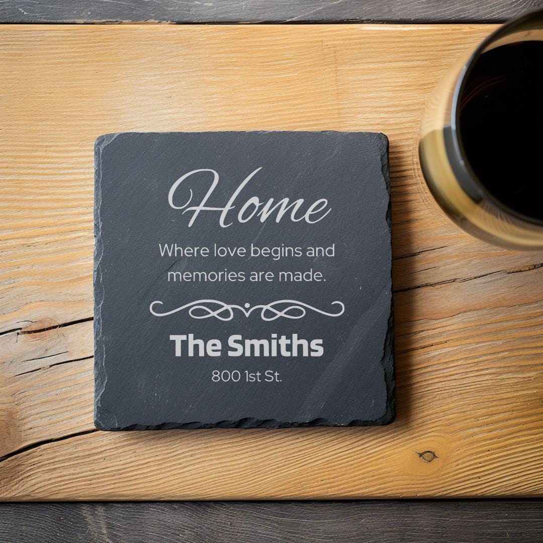 Housewarming Gift New Home Gift Wedding Gift Slate Coasters Our Story ...