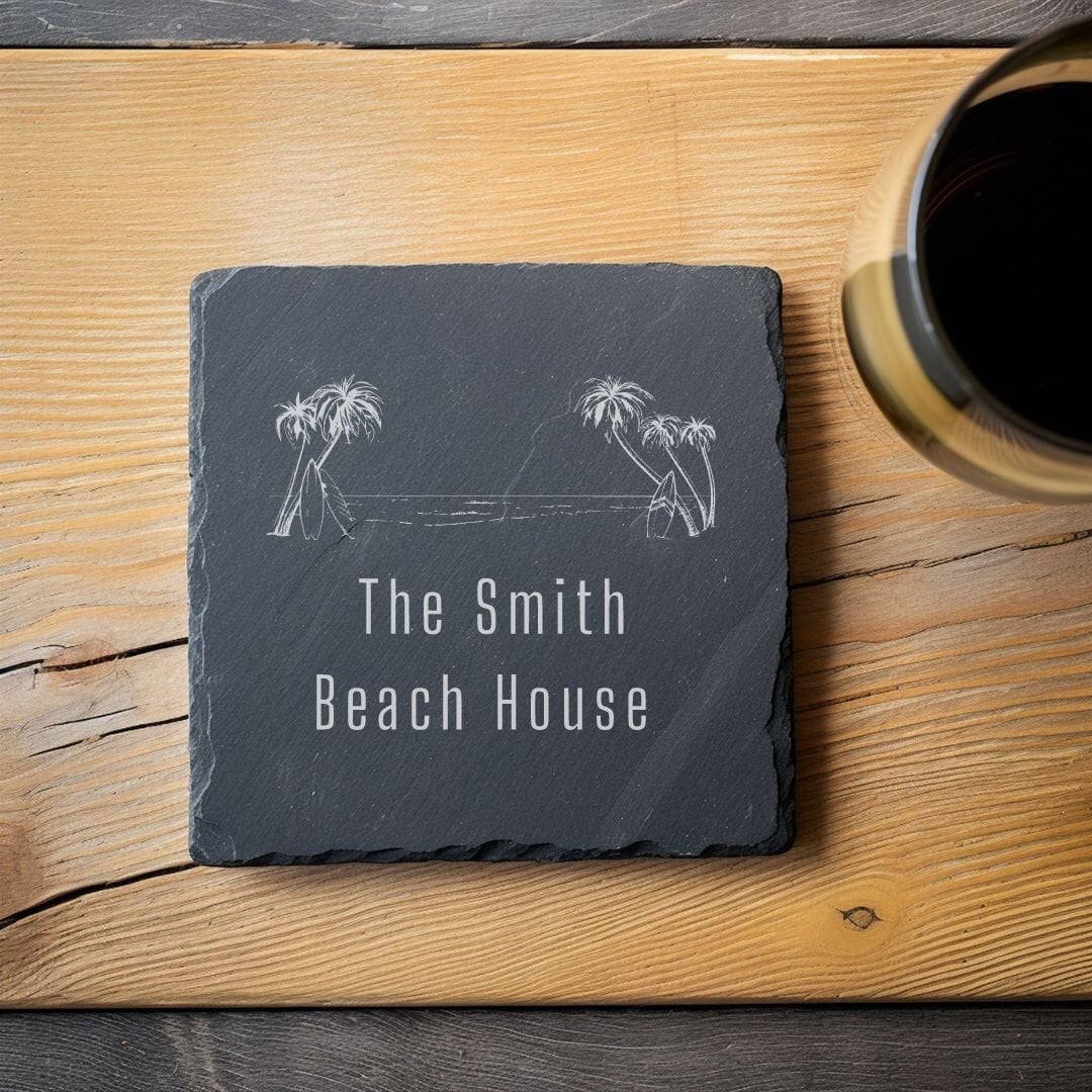 Beach House Coaster, Custom Beach Gift, Beach Coaster, Beach House Gift ...