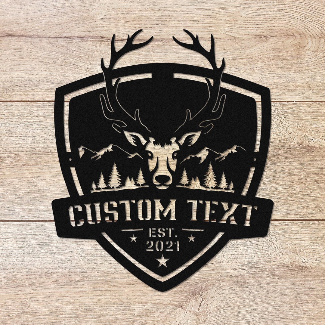 Personalized Deer Metal Cabin Sign Outdoor Hunter Hunting Head Antlers ...
